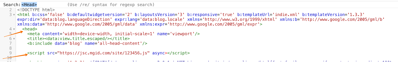 MGID Widget Code Installation on the Blogger Platform